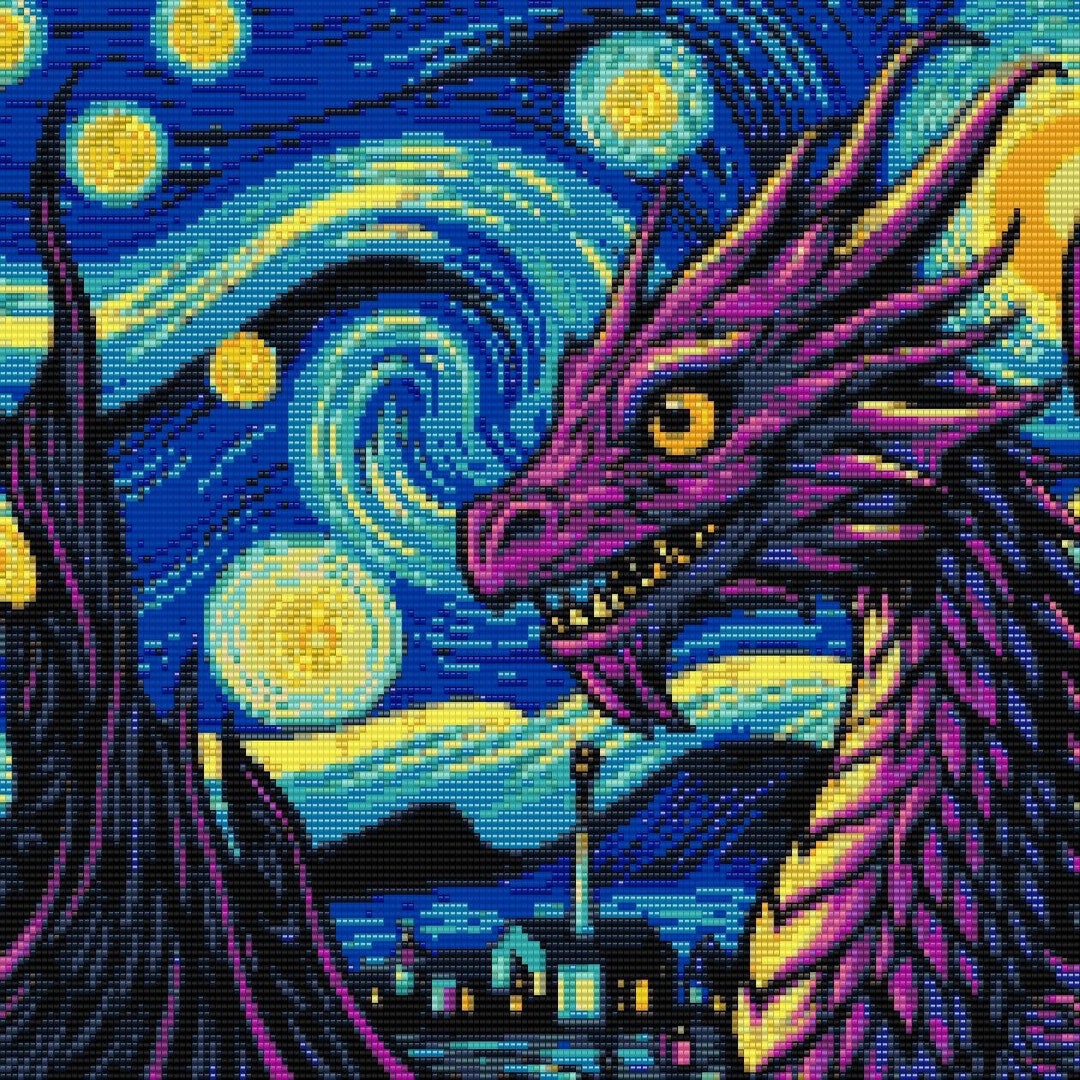 Van Gogh Dragon Loom & Peyote Patterns Large Bead Tapestry Using Miyuki ...
