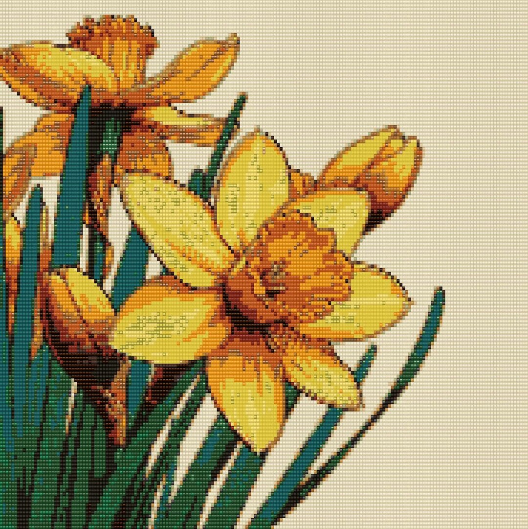 March Birth Flower Daffodil Loom & Odd Peyote Patterns - Large Bead ...