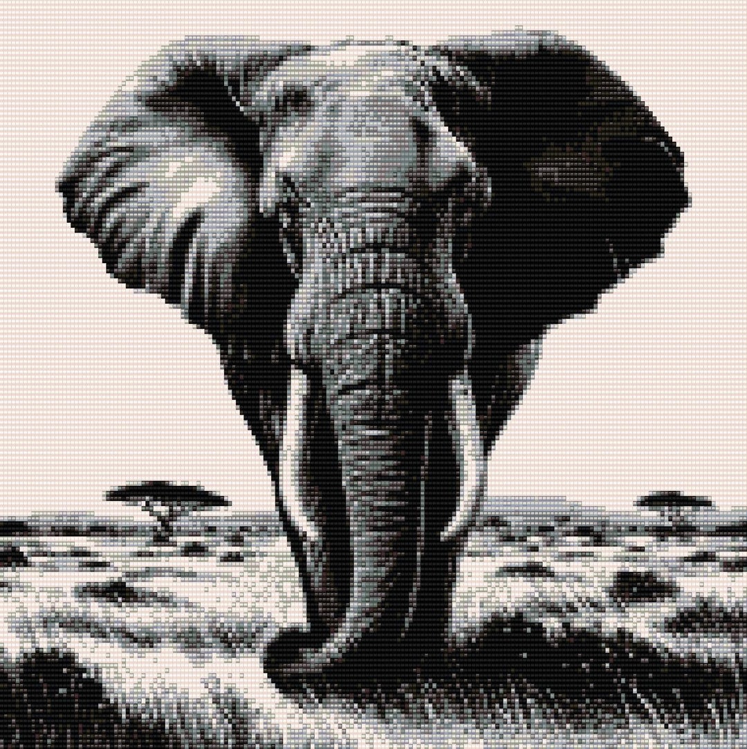 African Elephant Loom & Peyote Stitch Patterns Large Bead Tapestry ...