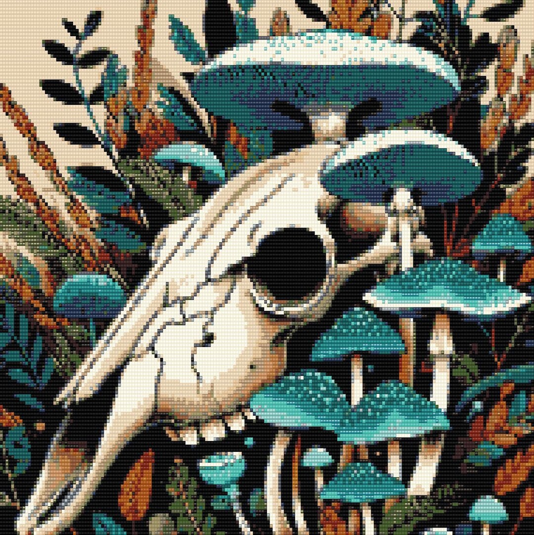 Skull With Mushrooms Loom & Peyote Stitch Patterns - Large Bead ...