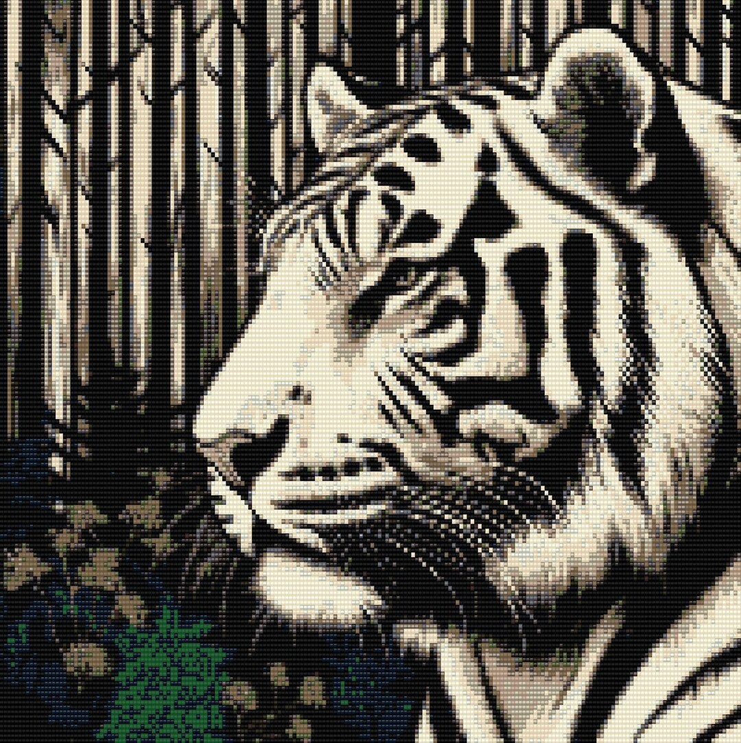 White Tiger Loom & Peyote Stitch Patterns for Large Bead Tapestry Using ...