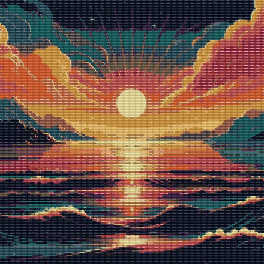 Beach Sunset Loom & Square Stitch Pattern Large Bead Tapestry Using ...