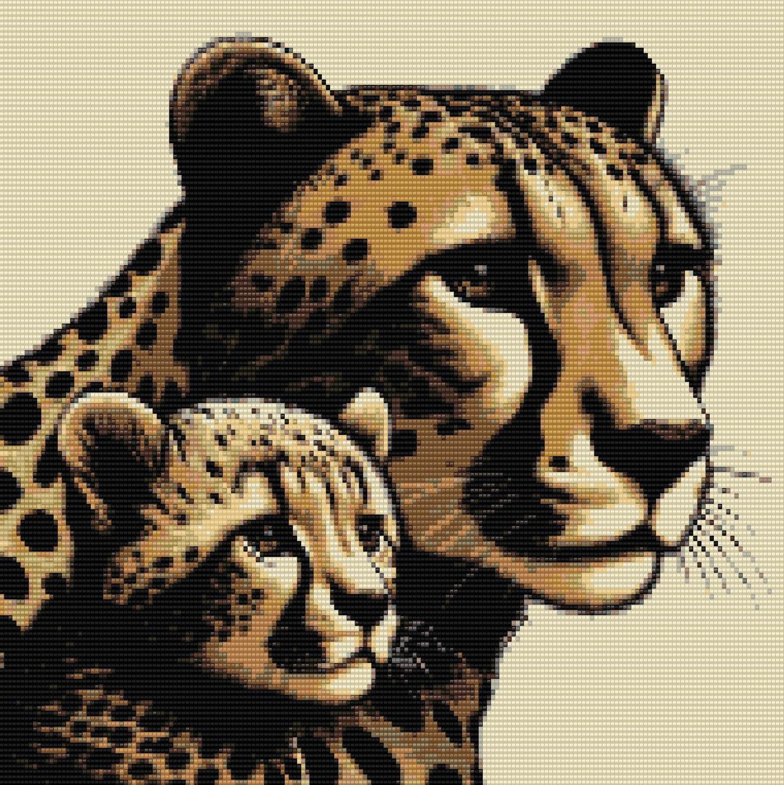 Cheetah and Baby Loom & Peyote Patterns Large Bead Tapestry Using ...