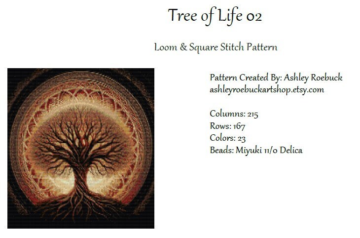 Tree of Life Loom & Square Stitch Pattern for Large Bead Tapestry Using ...