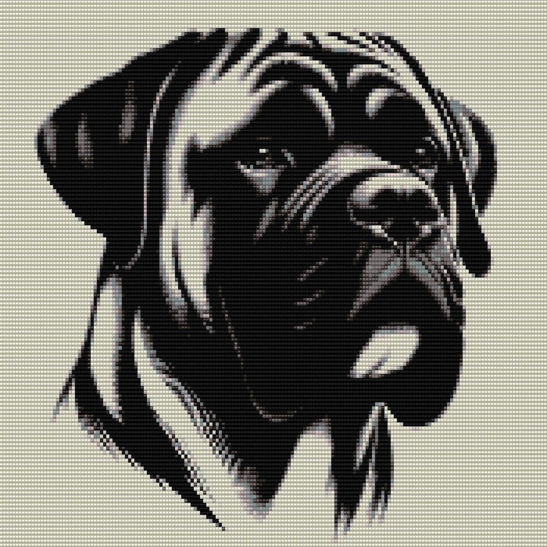 Bull Mastiff Dog Loom & Square Stitch Pattern Large Bead Tapestry Using ...