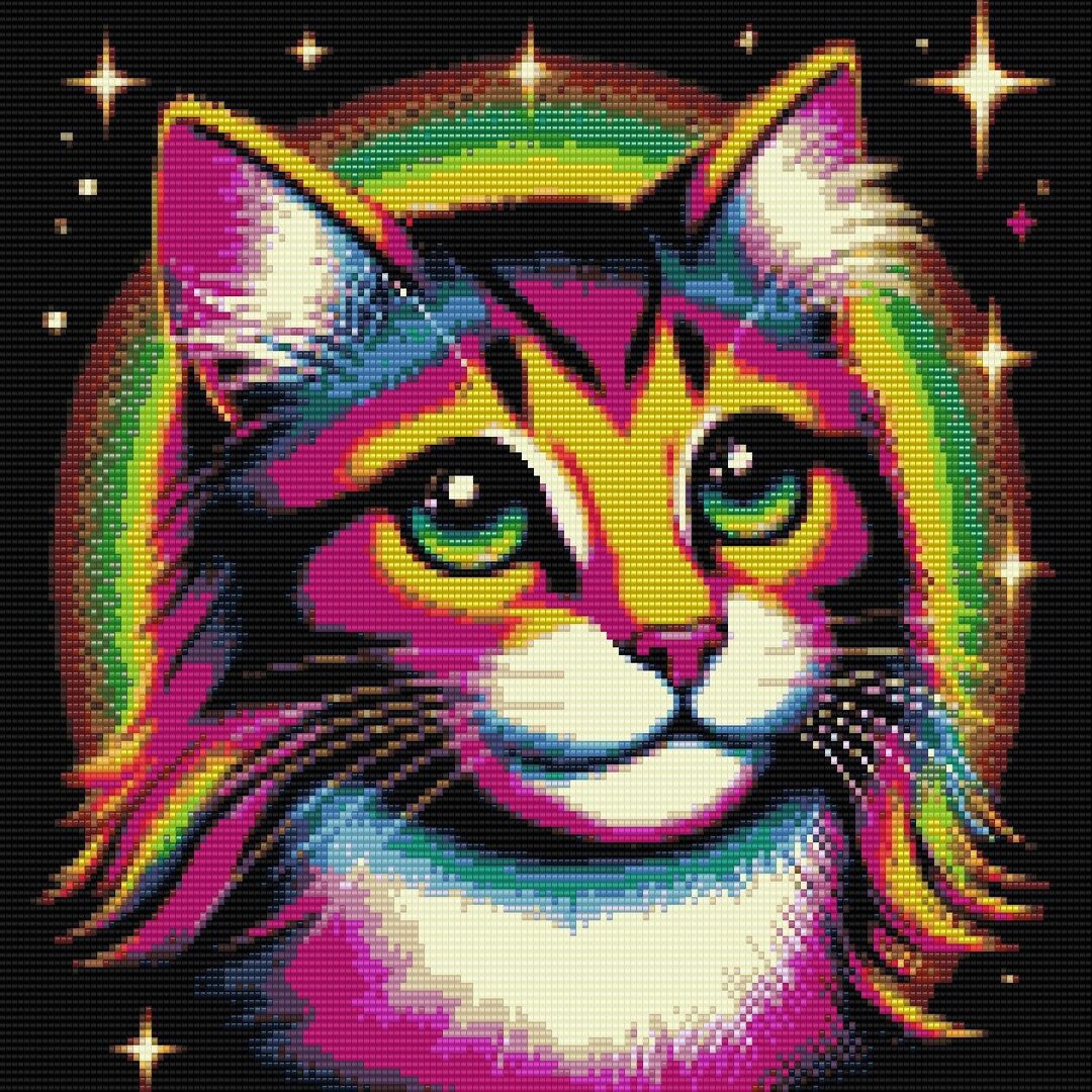 Neon Cat Loom & Peyote Patterns - Large Bead Tapestry Using Miyuki 11/0 ...