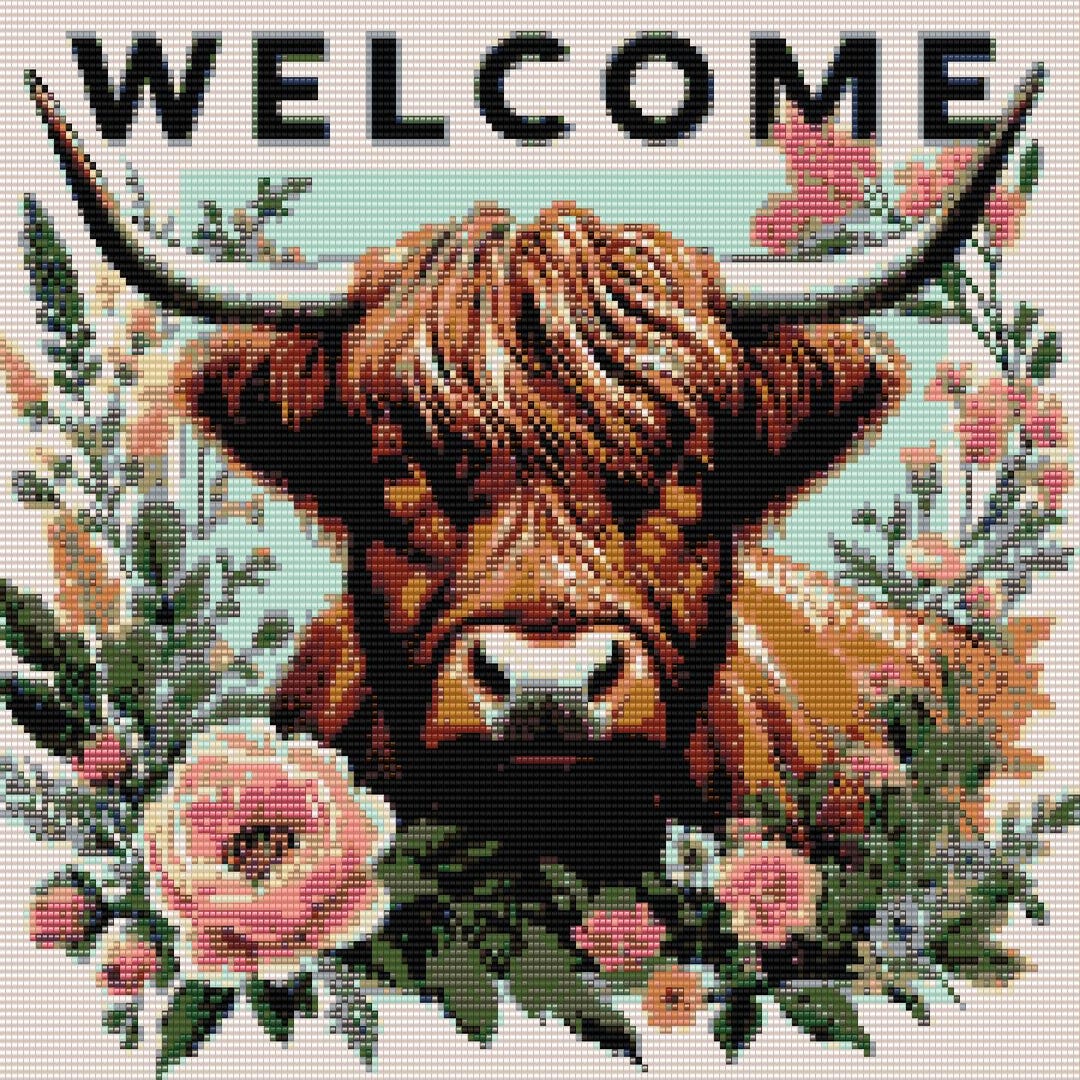 Welcome Highland Cow Sign Loom & Peyote Stitch Patterns - Bead Tapestry ...