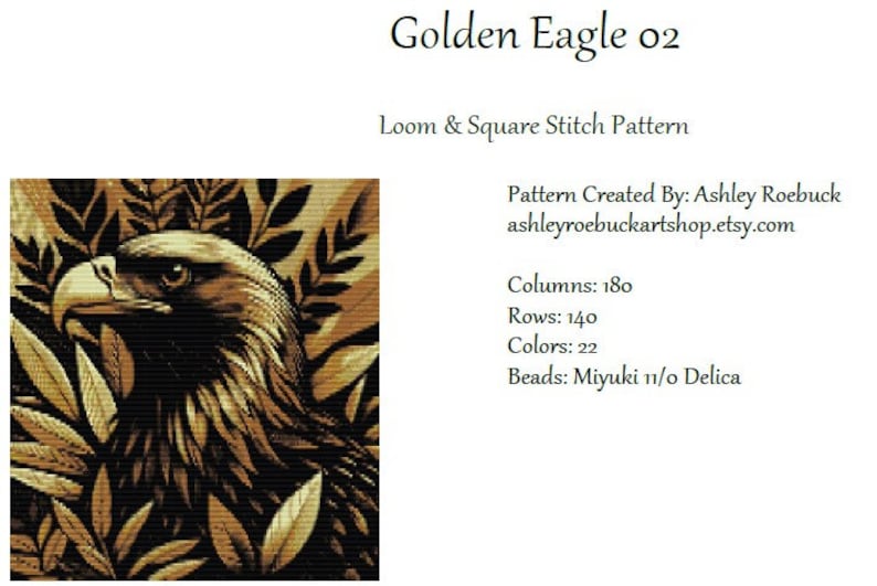 Golden Eagle Bird Loom & Peyote Patterns for Large Bead Tapestry Using ...