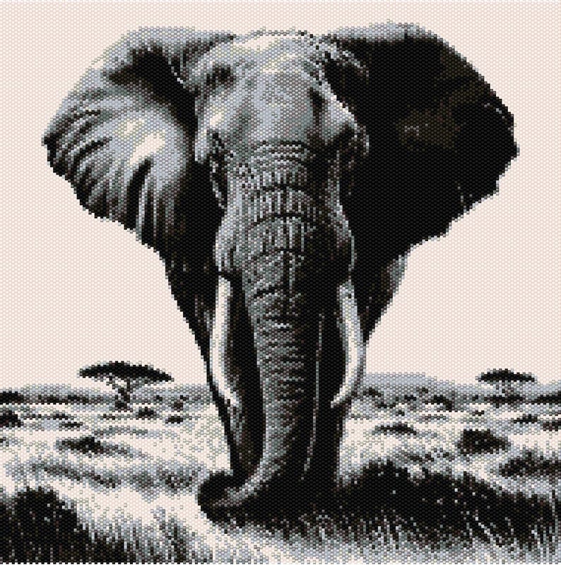 African Elephant Loom & Peyote Stitch Patterns - Large Bead Tapestry ...