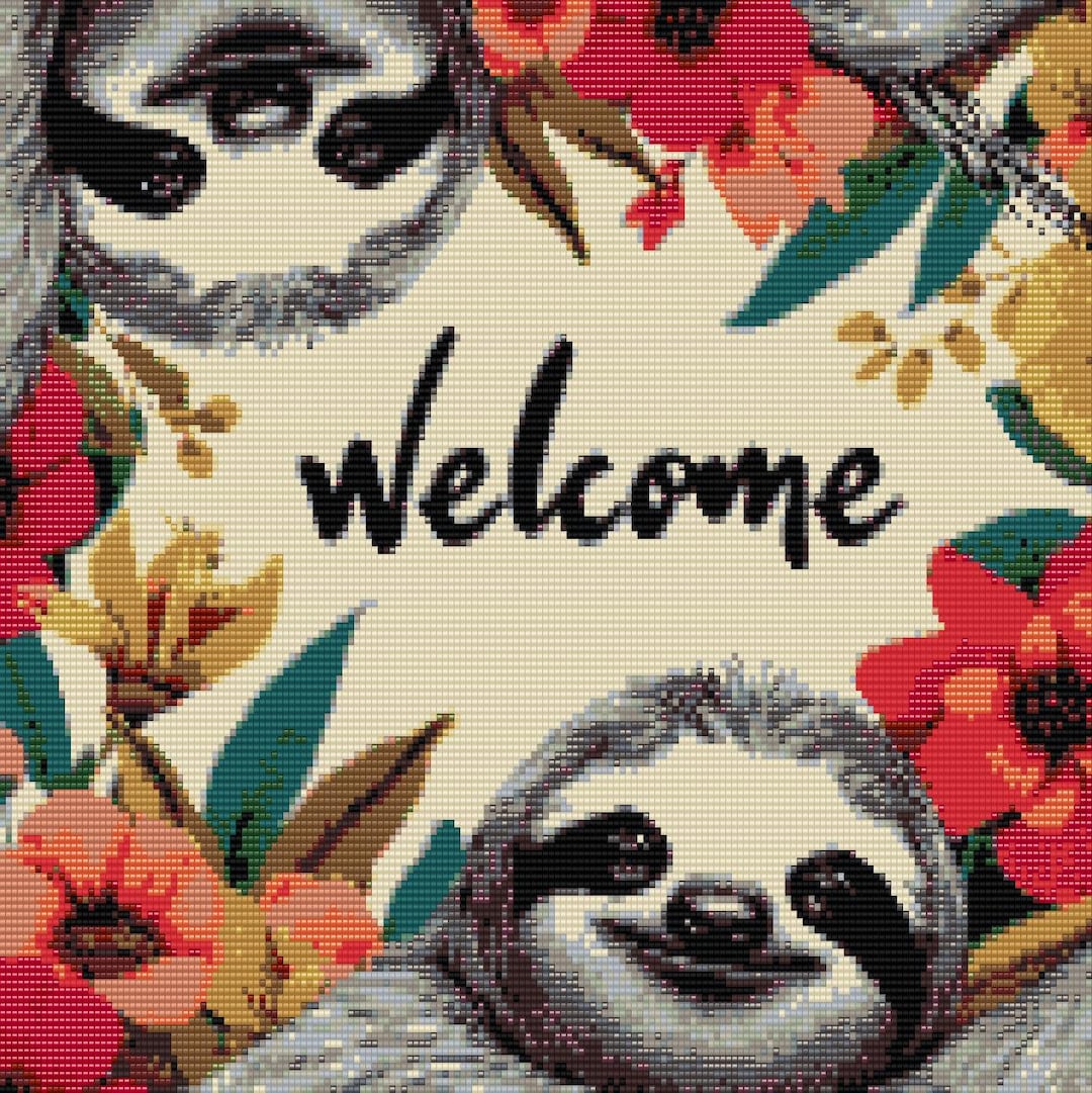 Welcome Sloth Sign Loom & Peyote Stitch Patterns - Large Bead Tapestry ...