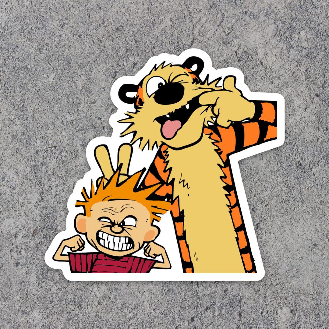 Calvin and Hobbes Waterproof Sticker: Funky Faced Label, 3" - Etsy