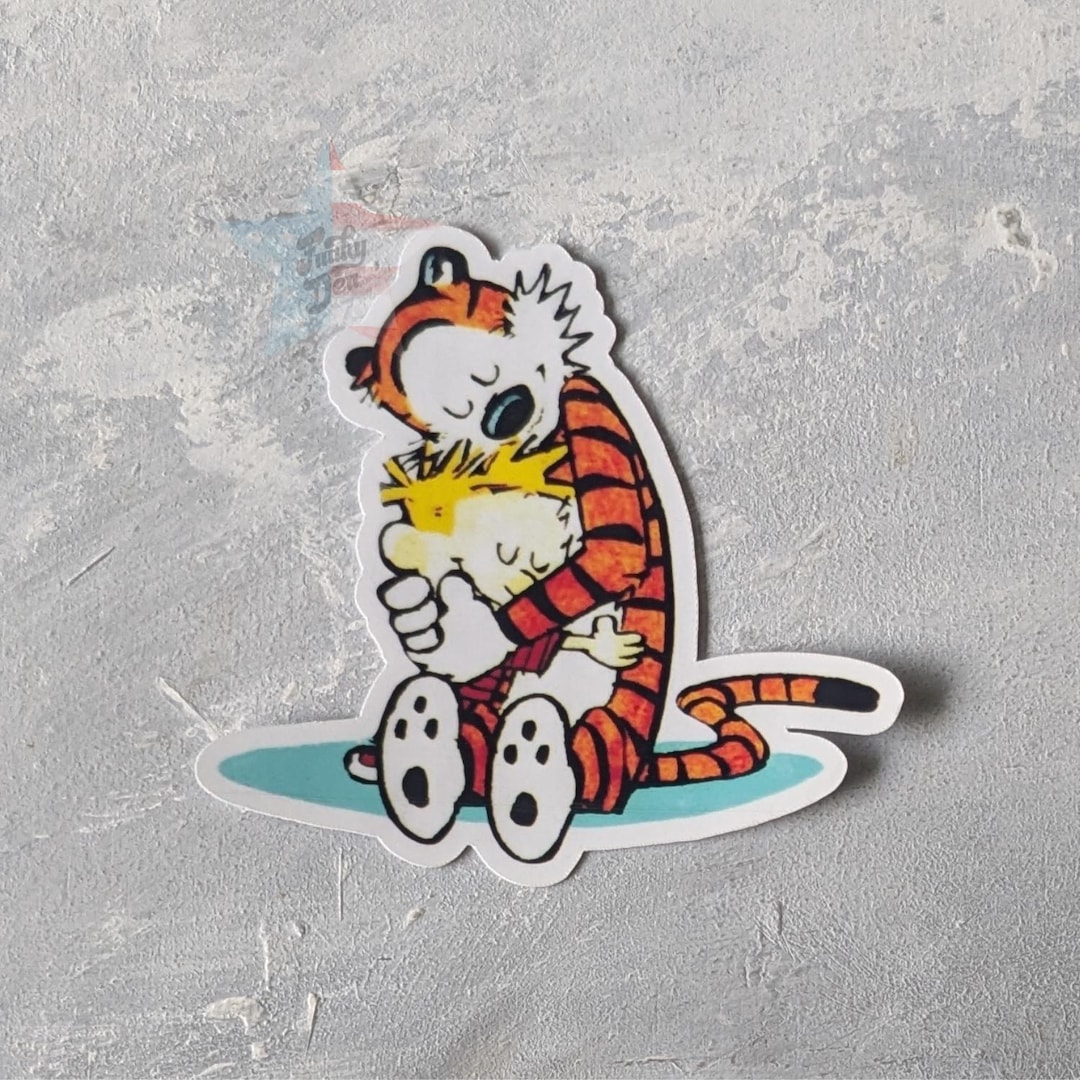 Calvin and Hobbes Hugging Waterproof Sticker - Back to School - Etsy