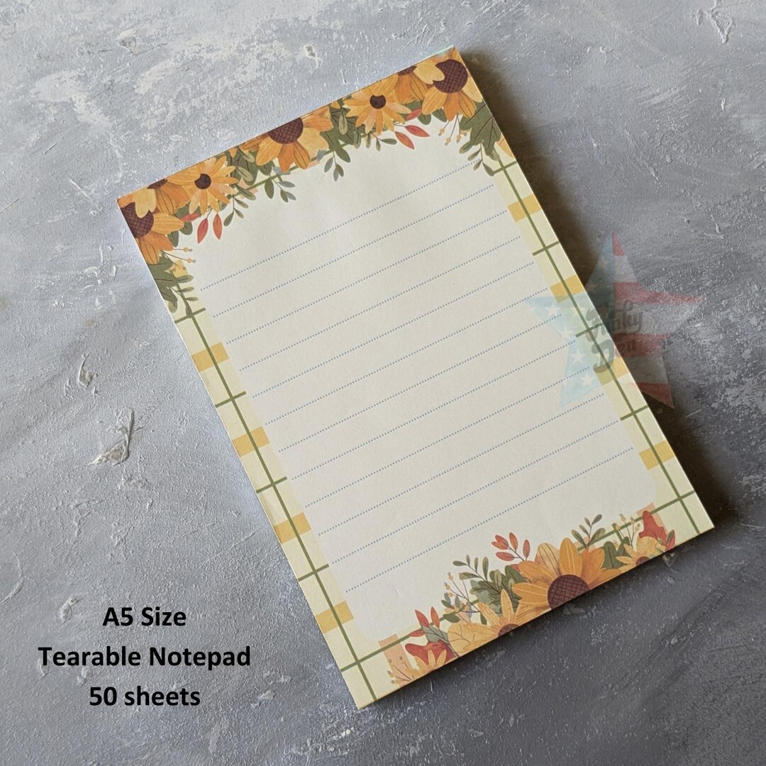 Sunflower Sunshine A5 Tearable Notepad (50 Sheets) - High-quality Paper ...