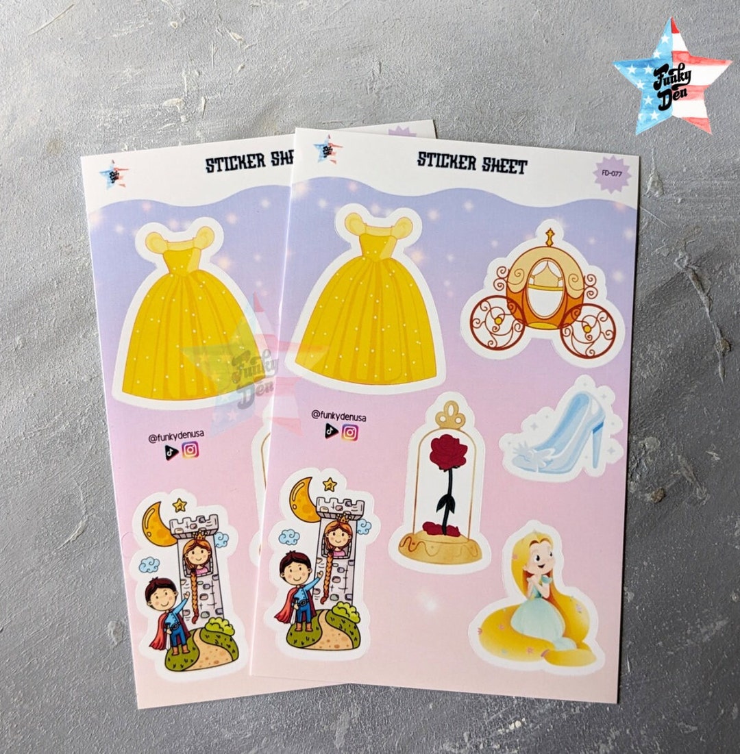 Fairytale Fun! Princess Sticker Sheet (4x6") Perfect for Kids | Back to ...