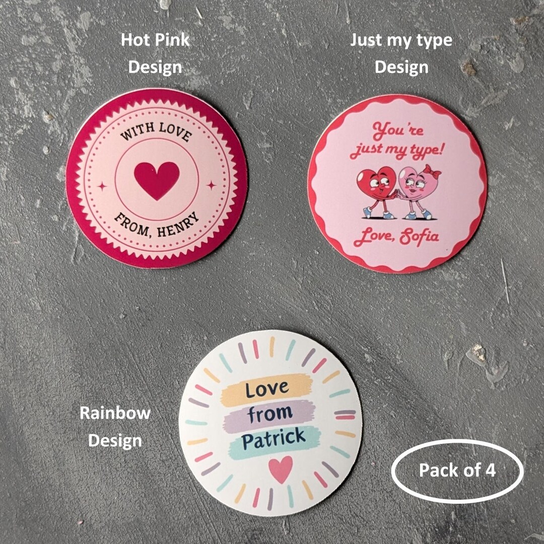 Valentine's Day Stickers - Heart Designs (pack of 4) - Etsy