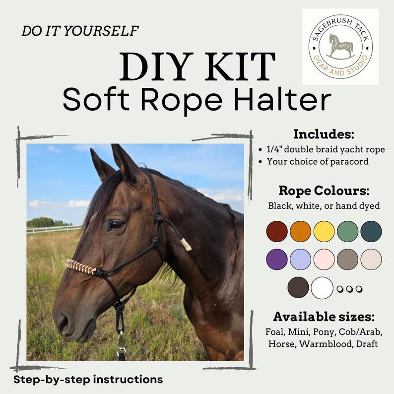 DIY Soft Rope Halter With Step-by-step Instructions and Hand Dyed Rope ...