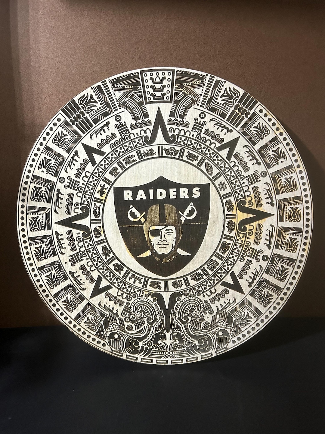 Raider Aztec Calendar Laser Engraved Large Football Wood Sign - Etsy