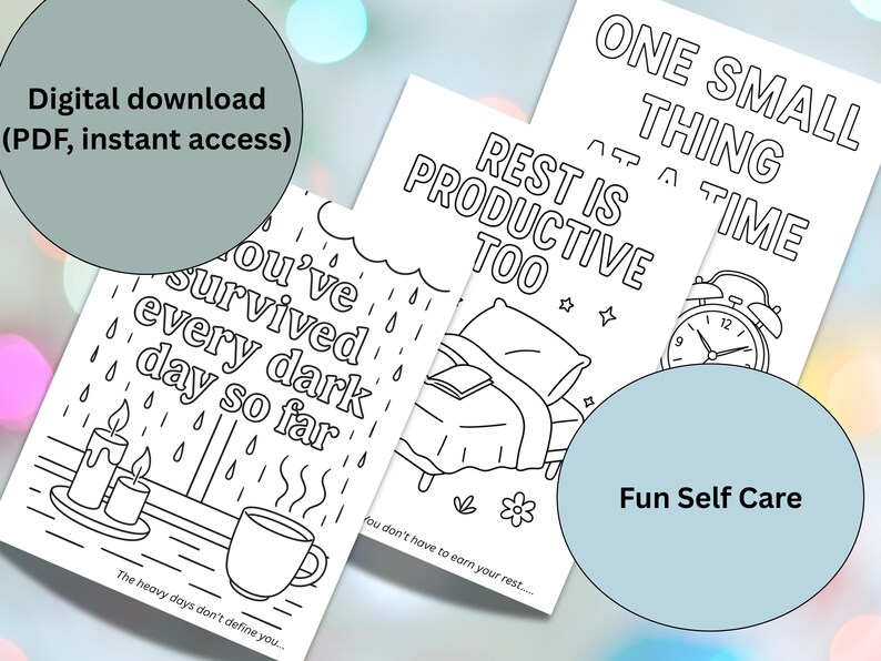 Gentle Reminders Coloring Book for Seasonal Depression, Printable Self ...