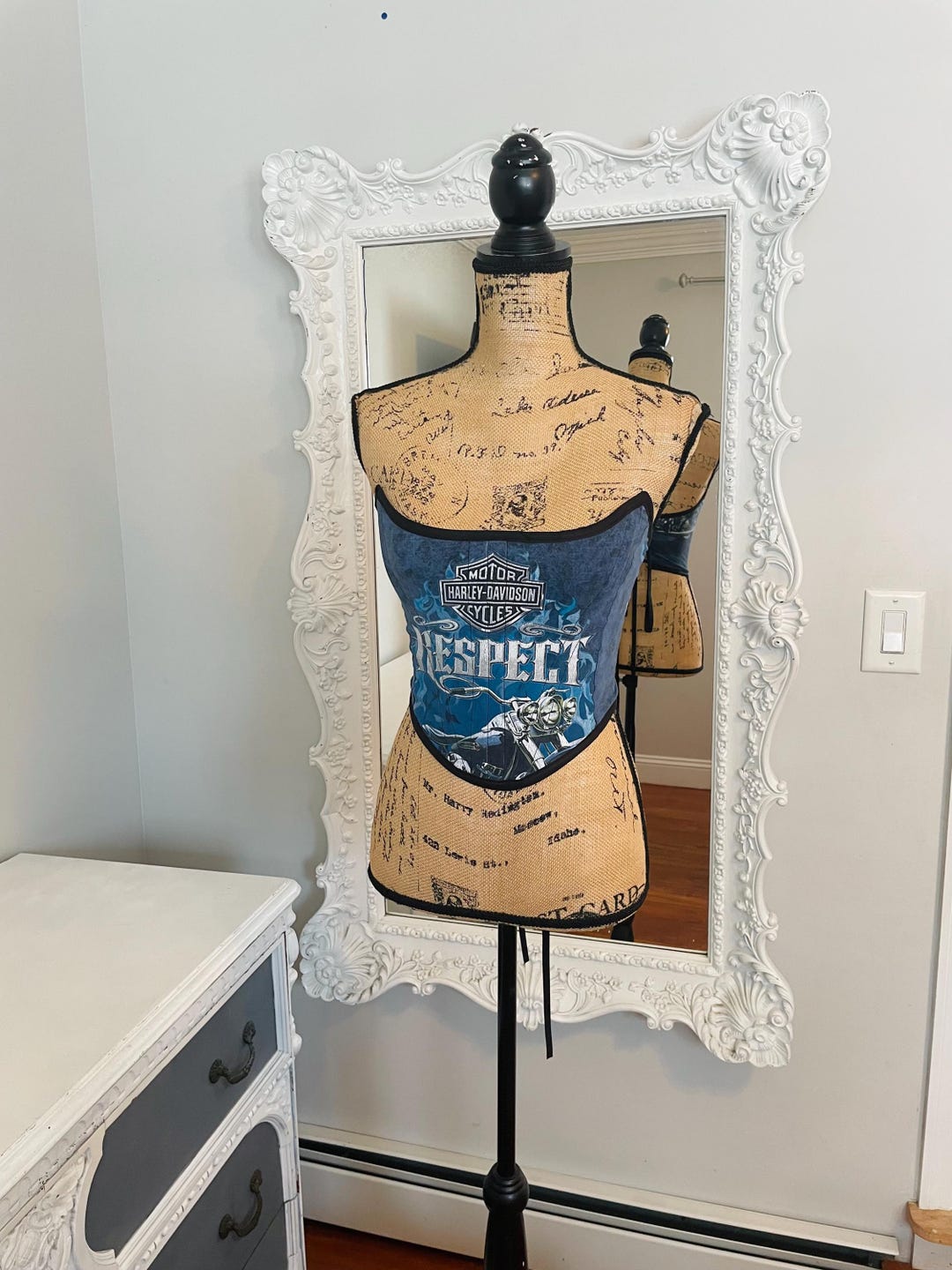 New York Couture Reconstructed Vintage Harley Davidson Blue Classic ...