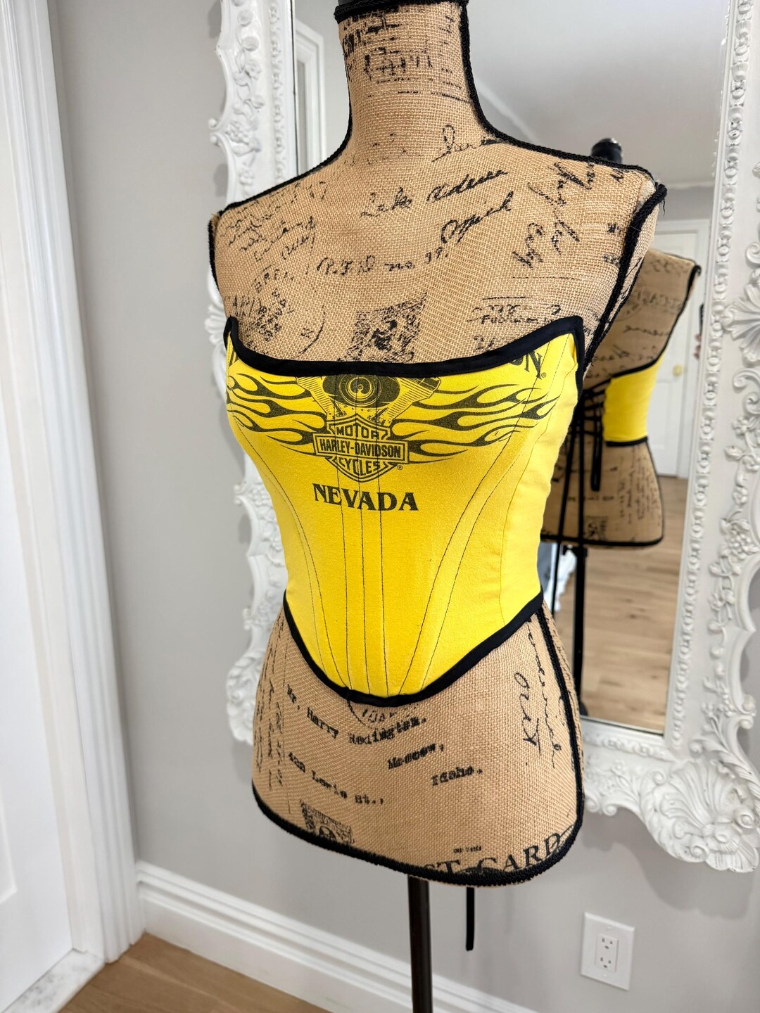 New York Couture Reconstructed Vintage Harley Davidson Yellow ...