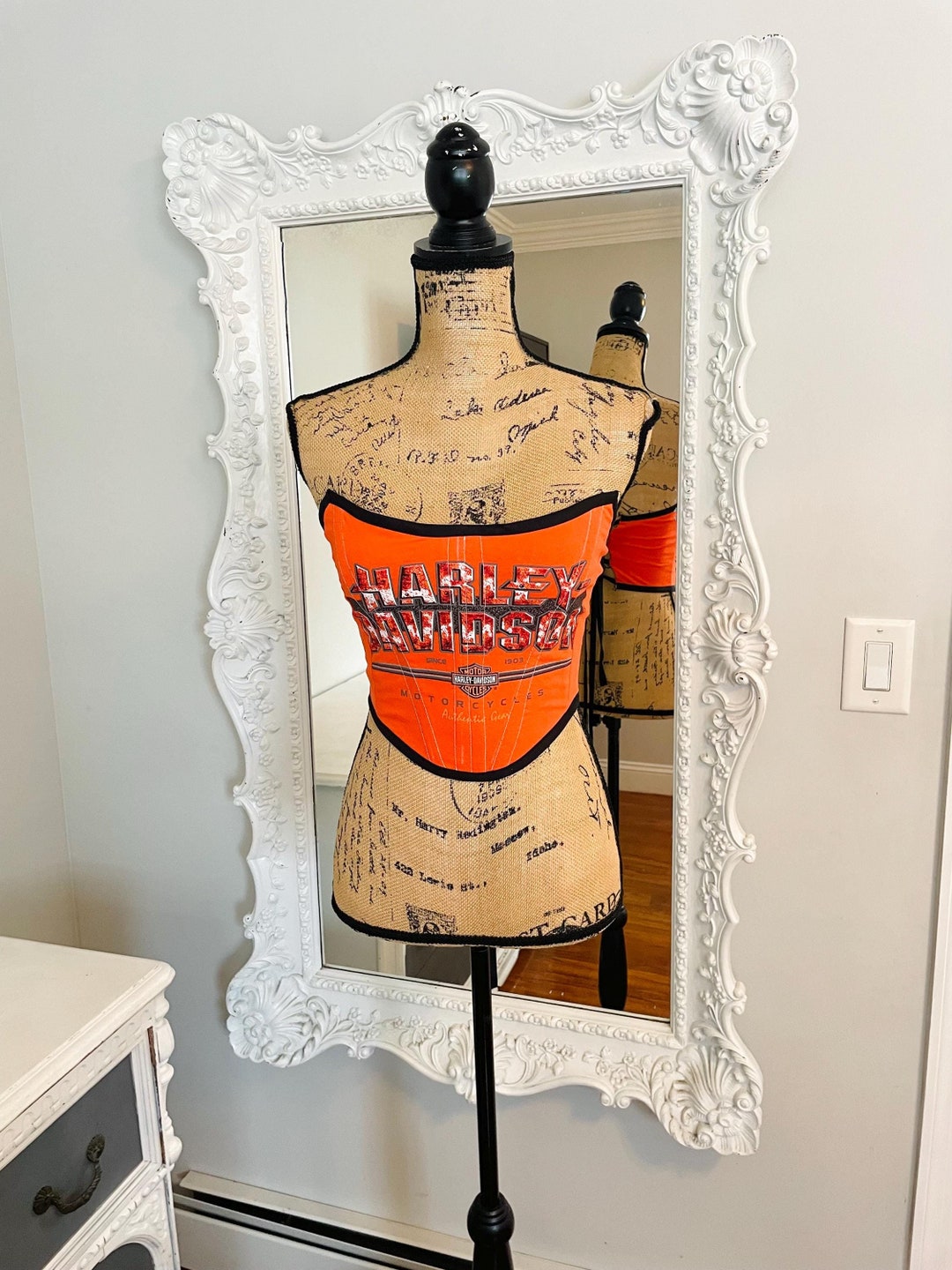 New York Couture Reconstructed Orange Logo Motorcycle Harley Davidson ...