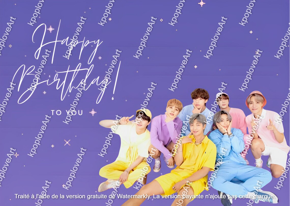 BTS Birthday Card Printable, Unique & Customizable Design, Digital ...