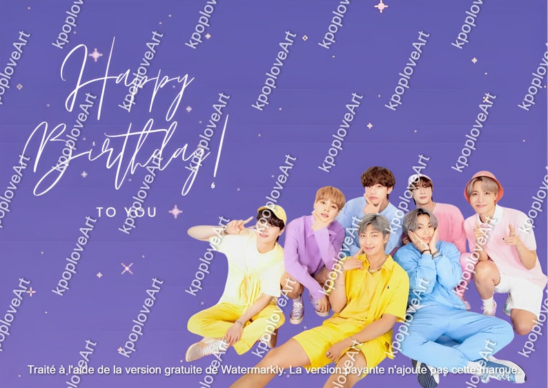 BTS Birthday Card Printable, Unique & Customizable Design, Digital ...