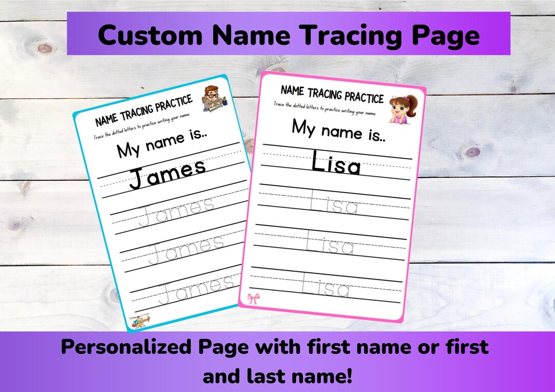 Personalized Name Tracing Sheets Handwriting Practice Worksheets for ...