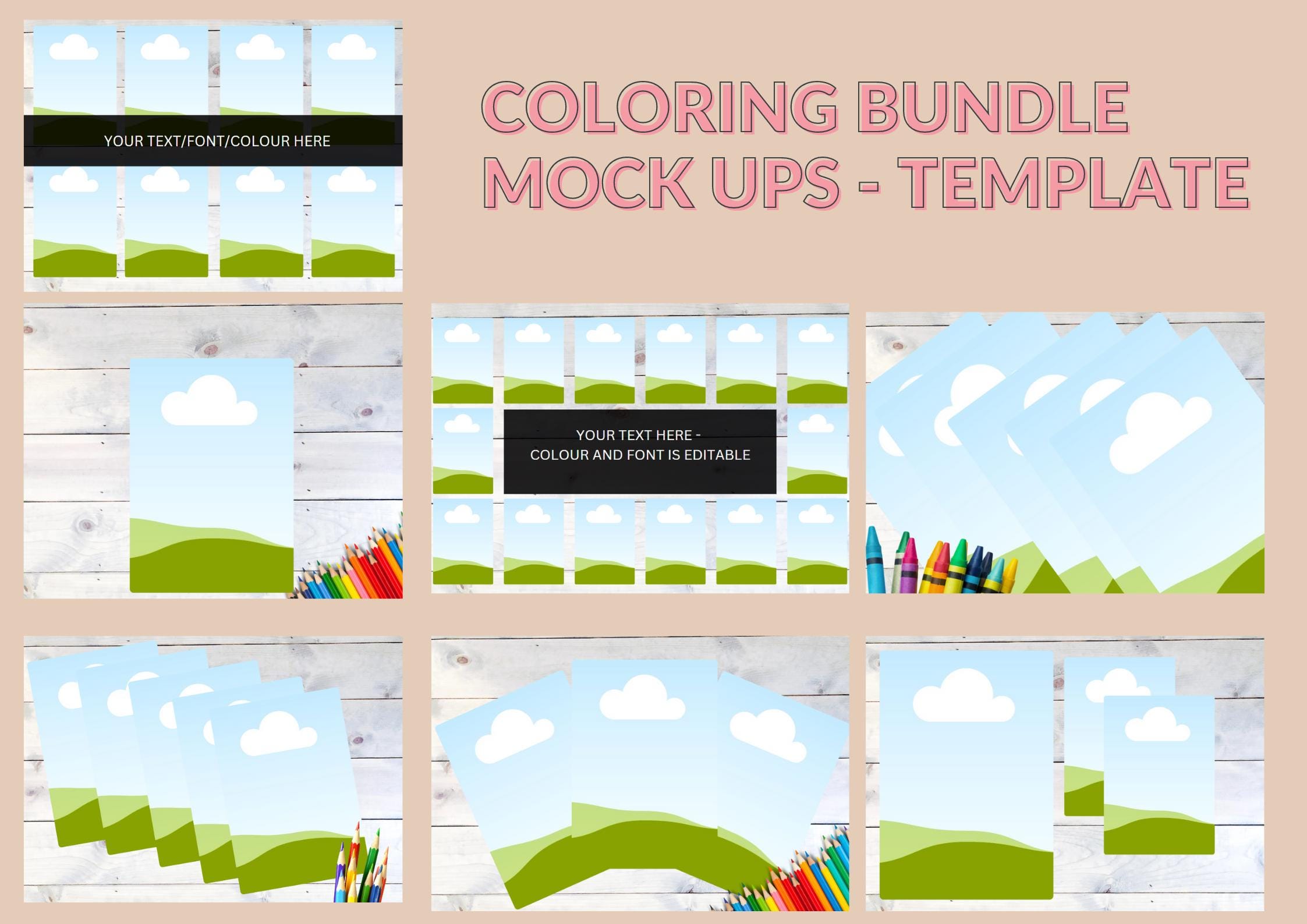 Coloring Book Mockup Bundle 10 Unique Templates for Showcase ...
