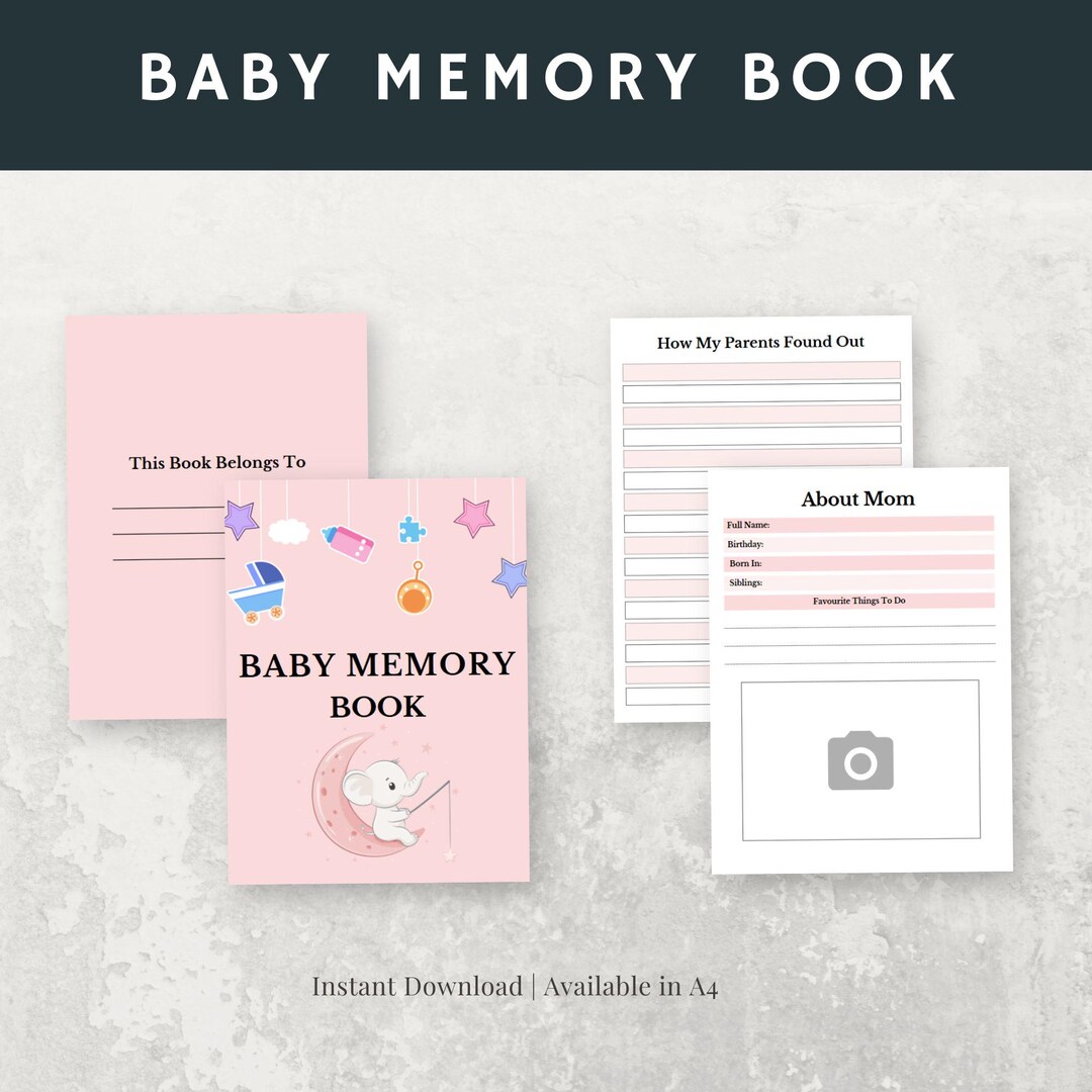 Digital Baby Memory Book Printable Baby Milestone Book & Memory Box ...