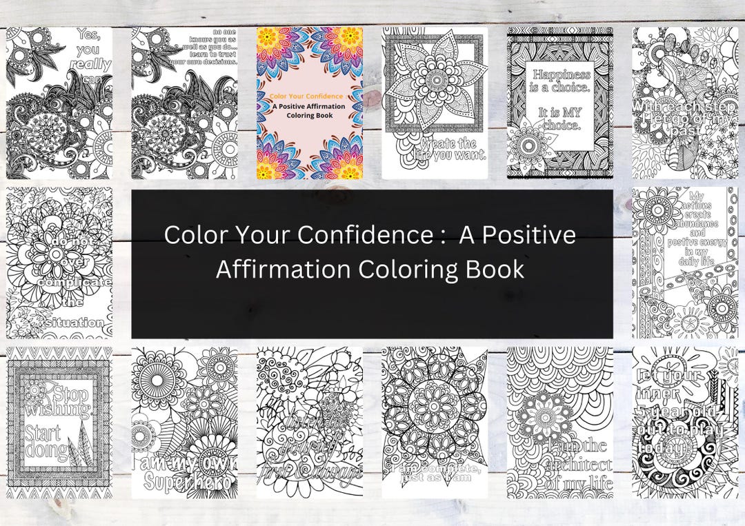 Positive Affirmation Coloring Book for Selfcare Mental Health Digital ...