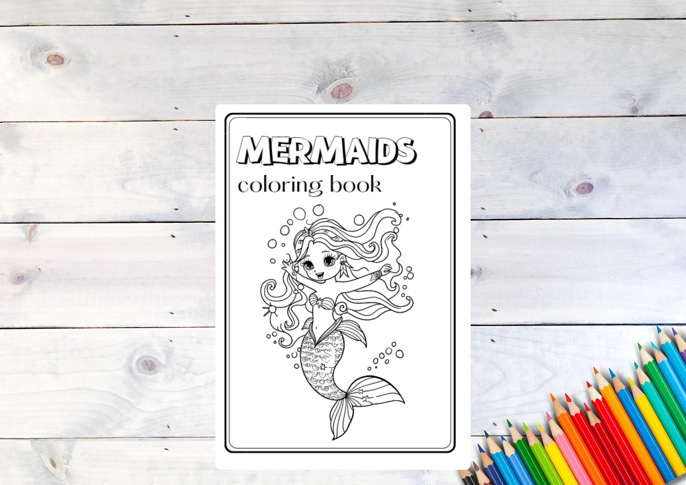 Mermaid Coloring Pages: Digital Printable Coloring Book for Girls Ocean ...