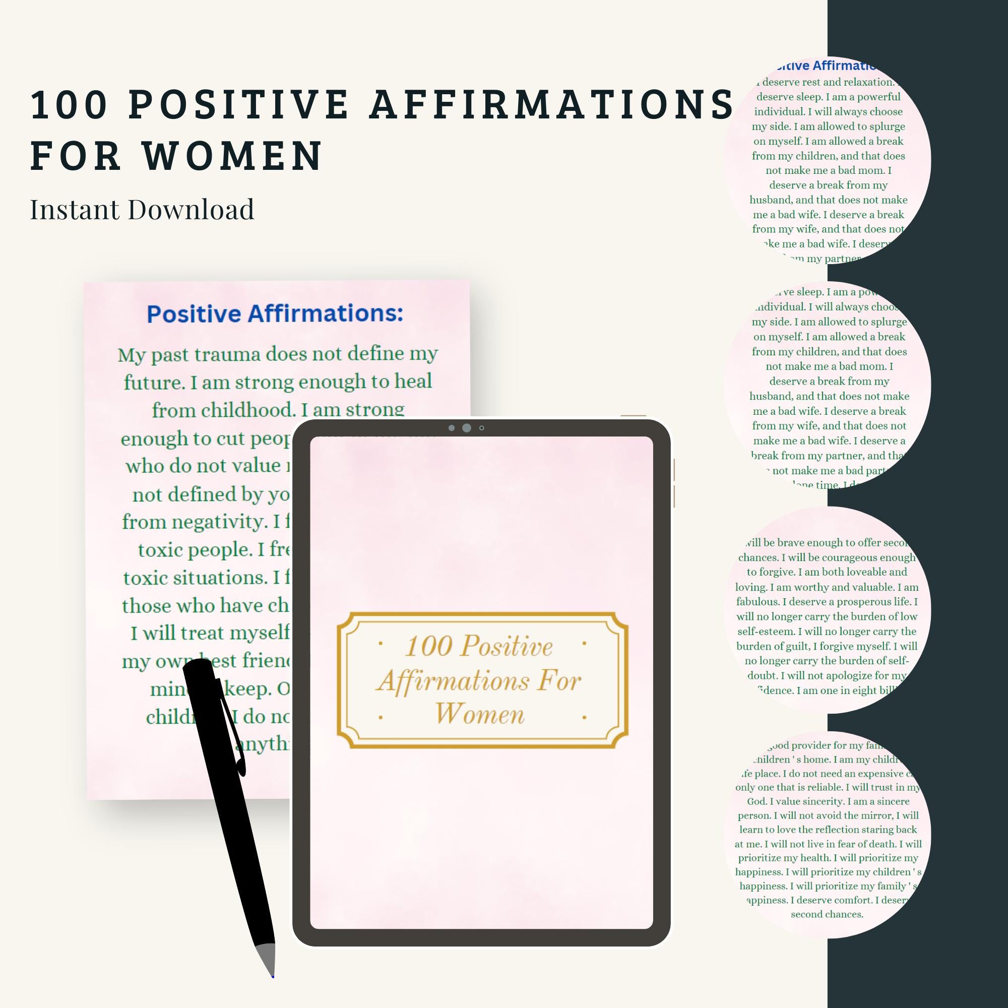 95 Positive Affirmation Cards for Women Printable Affirmation Cards ...