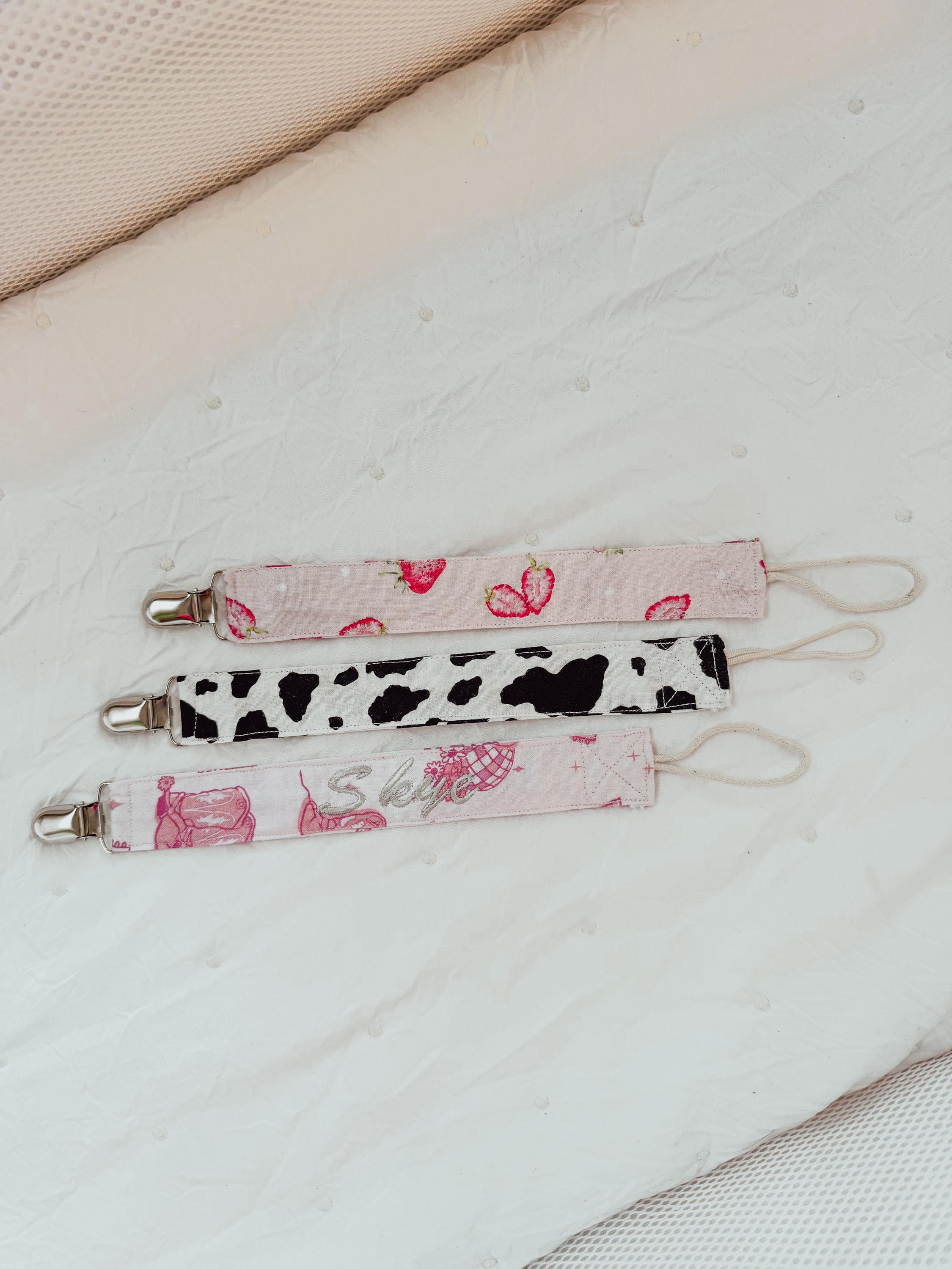 Handmade Western Baby Paci Clip | Personalized Pacifier Holder | Cow ...