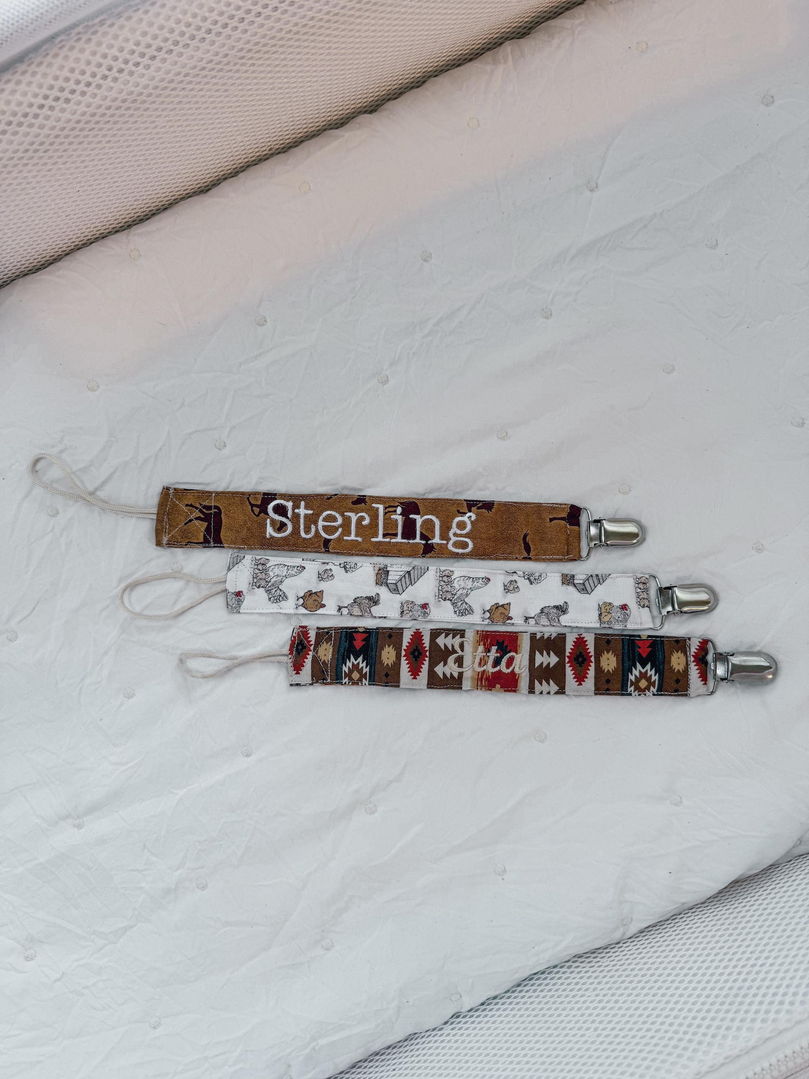 Handmade Western Baby Paci Clip | Personalized Pacifier Holder | Cow ...