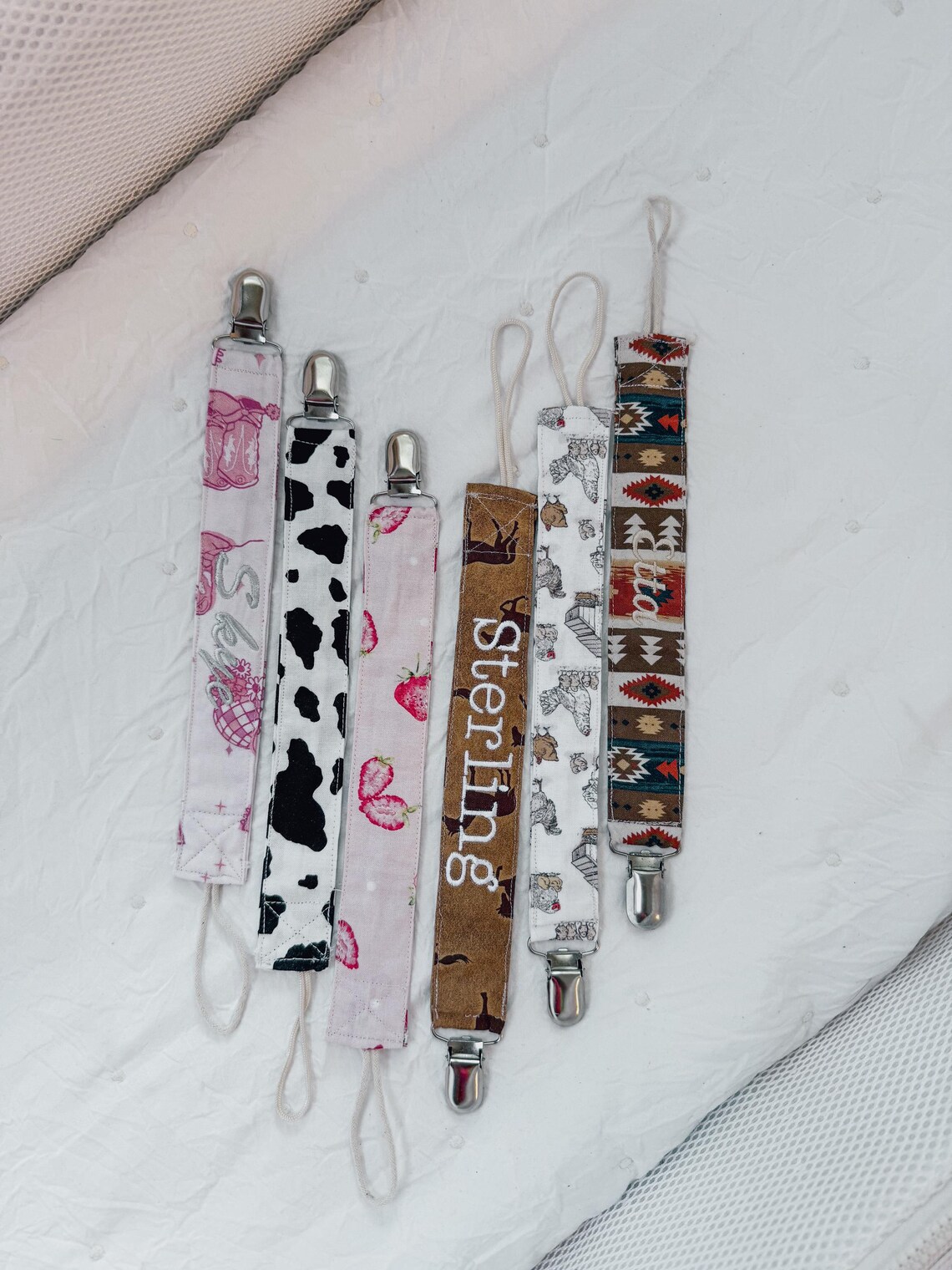 Handmade Western Baby Paci Clip | Personalized Pacifier Holder | Cow ...