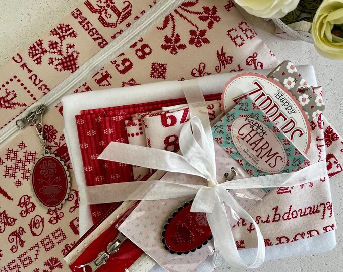 Red Sampler Project Bag Bundle | Piece & Plenty Fat Quarters | Supplies to Sew Project Bag ...