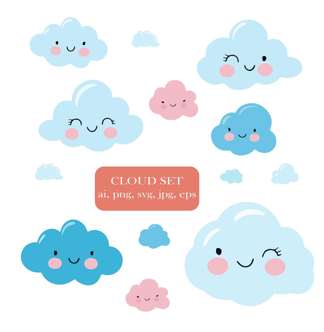 Cloud Set5 - Vector Clipart. Vectors, Clipart, Instant Download ...
