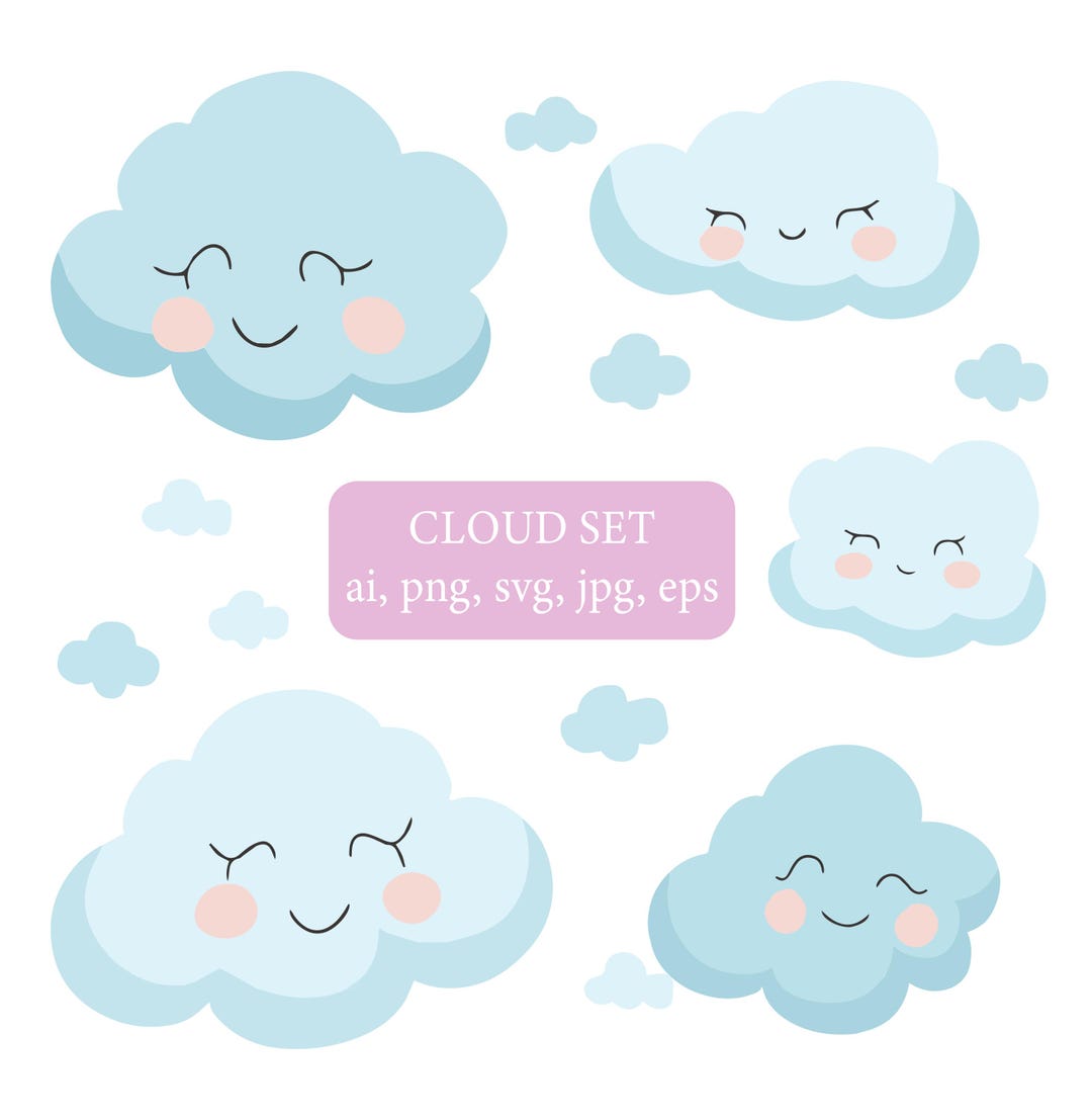 Cloud Set1 - Vector Clipart. Vectors, Clipart, Instant Download ...