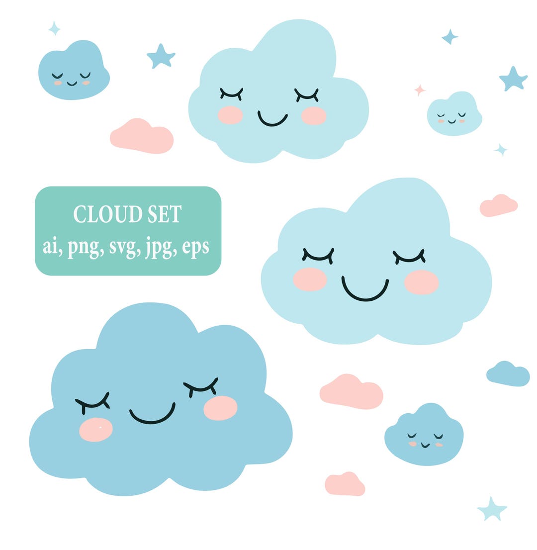 Cloud Set2 - Vector Clipart. Vectors, Clipart, Instant Download ...