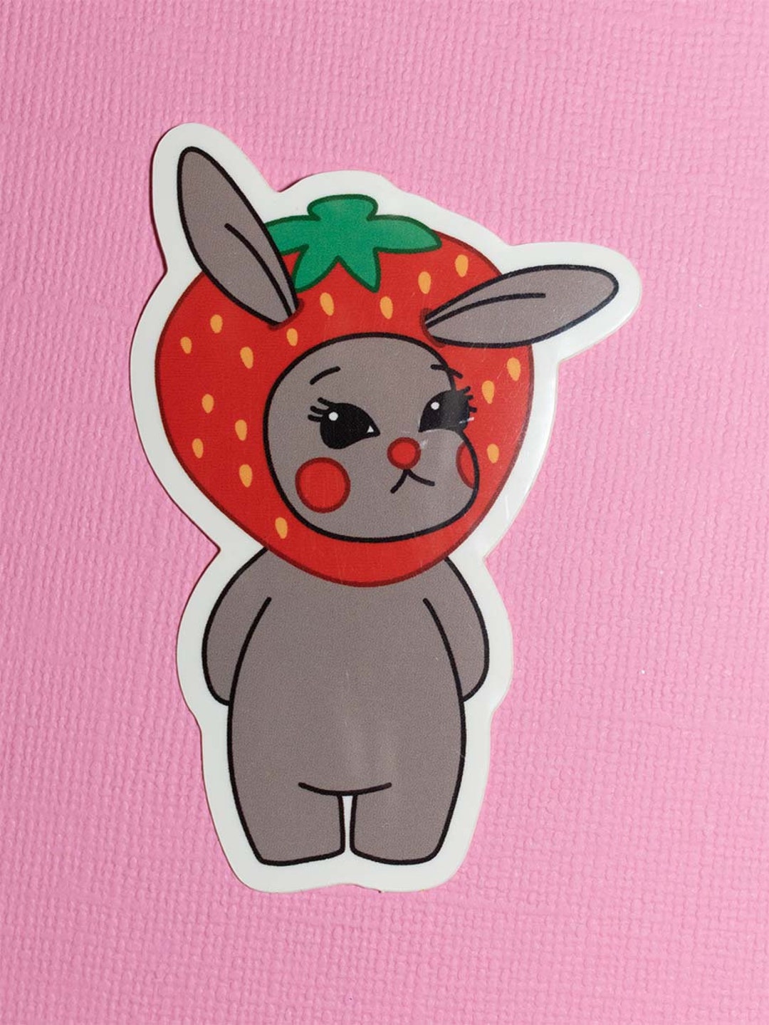Strawberry Bunny Sticker - Etsy