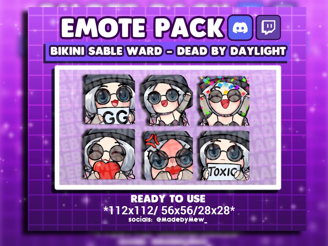 Bikini Sable Ward DBD Cute Stream Emotes Goth Girl - Etsy New Zealand