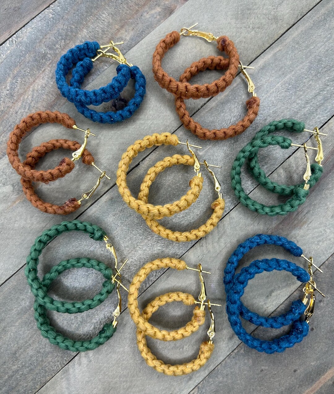 Mustard Yellow Hoop Earrings. Yellow Hoop Earrings. Macrame Hoop ...