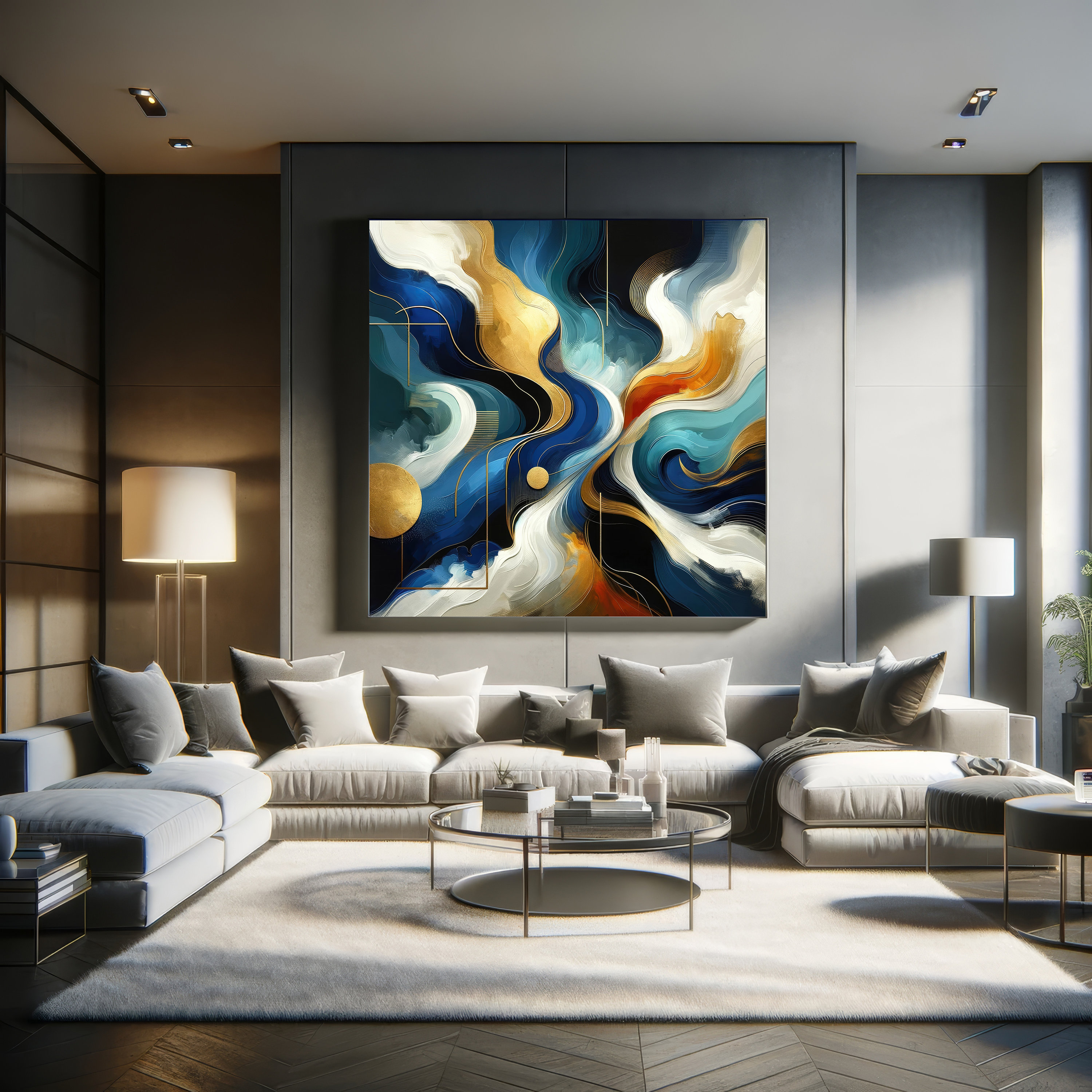 Modern Abstract Art Large Modern Wall Art Geometric Art Home Decor Gold ...
