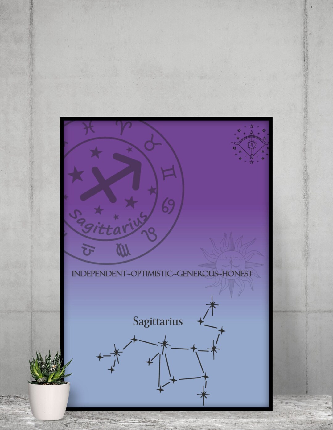 Zodiac Poster I Sagittarius Zodiac Wall Poster I Zodiac Gift I Birthday ...
