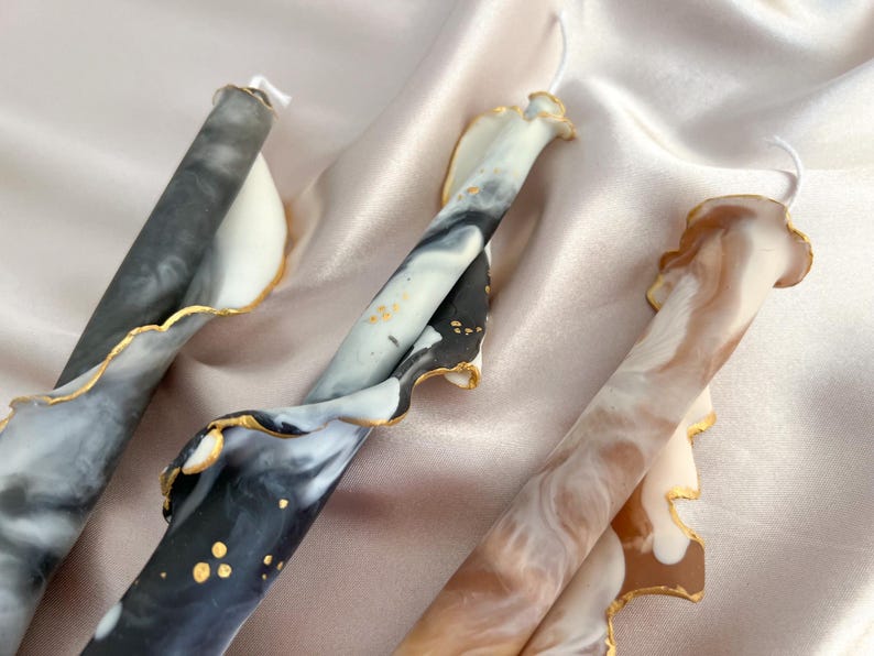 Swirl Marbled Taper Candles, Wedding Candle, Decorative Dinner Candles ...