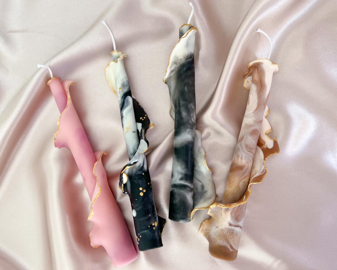 Swirl Marbled Taper Candles, Wedding Candle, Decorative Dinner Candles ...