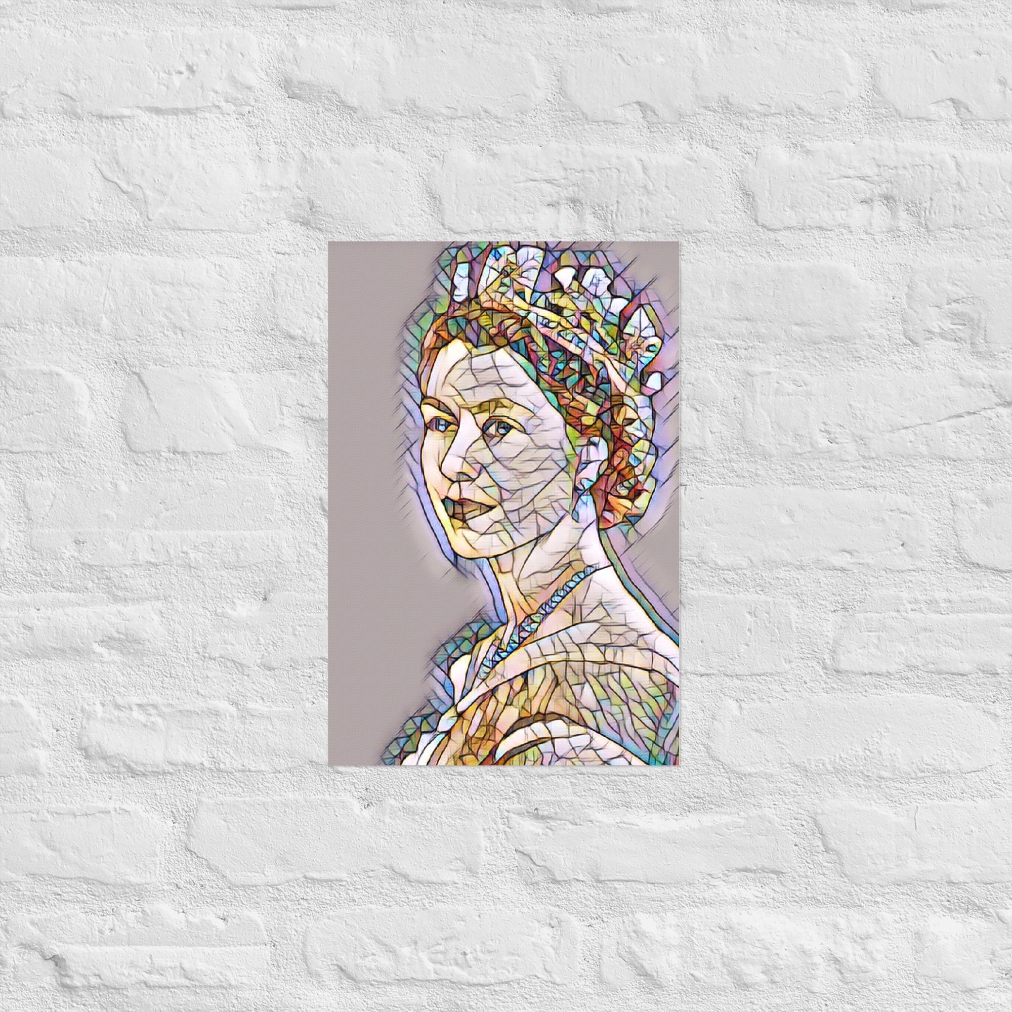 Young Queen Elizabeth II Art Poster | British Royal Family Decor ...