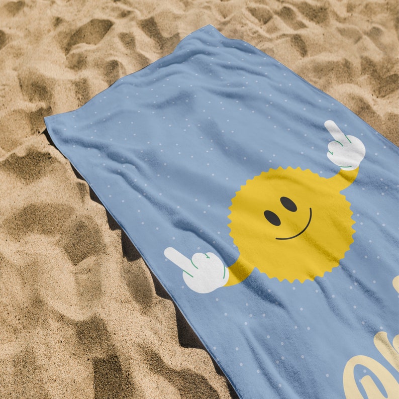Smiley Face Beach Towel Funny Pool Towel Bath and Body Towel Vacation ...