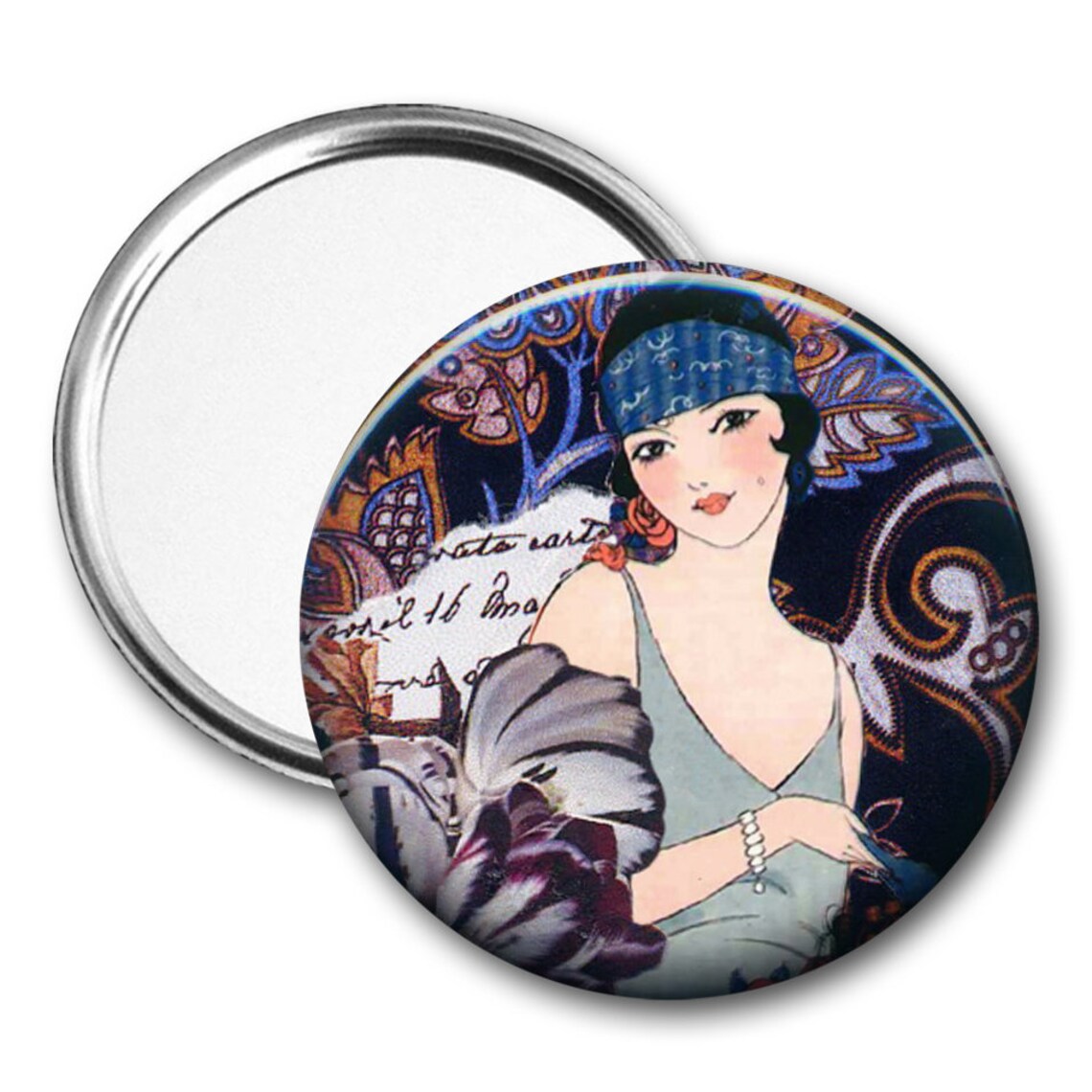 Flapper Deco Girl Pocket Mirror Tartx - Etsy